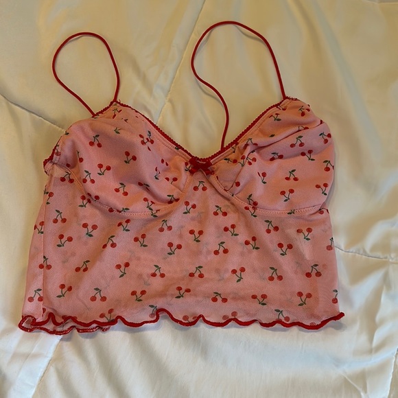 Tops | Mesh Cherry Crop Top | Poshmark